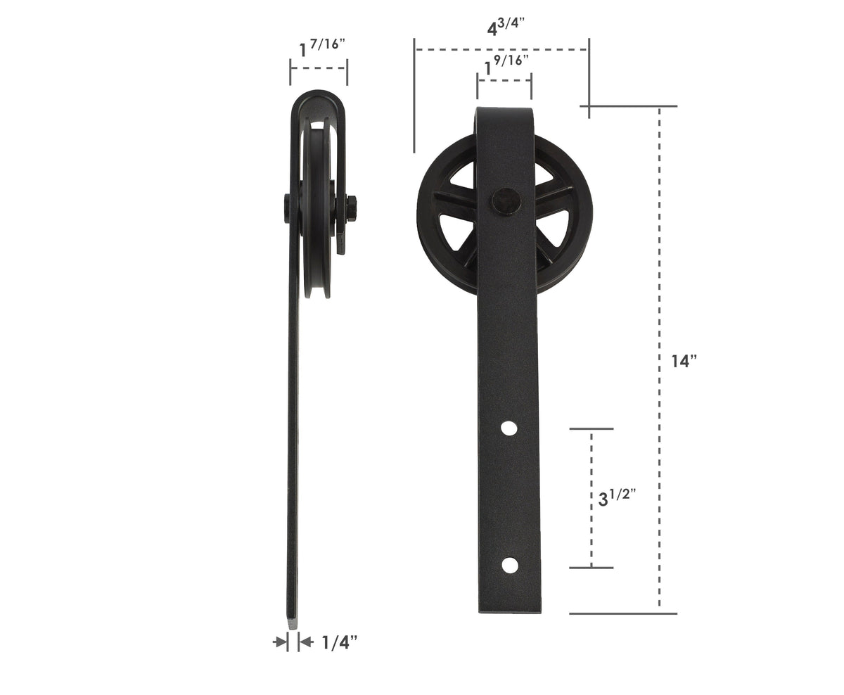 Vintage | Single Barn Door Hardware | Matte Black